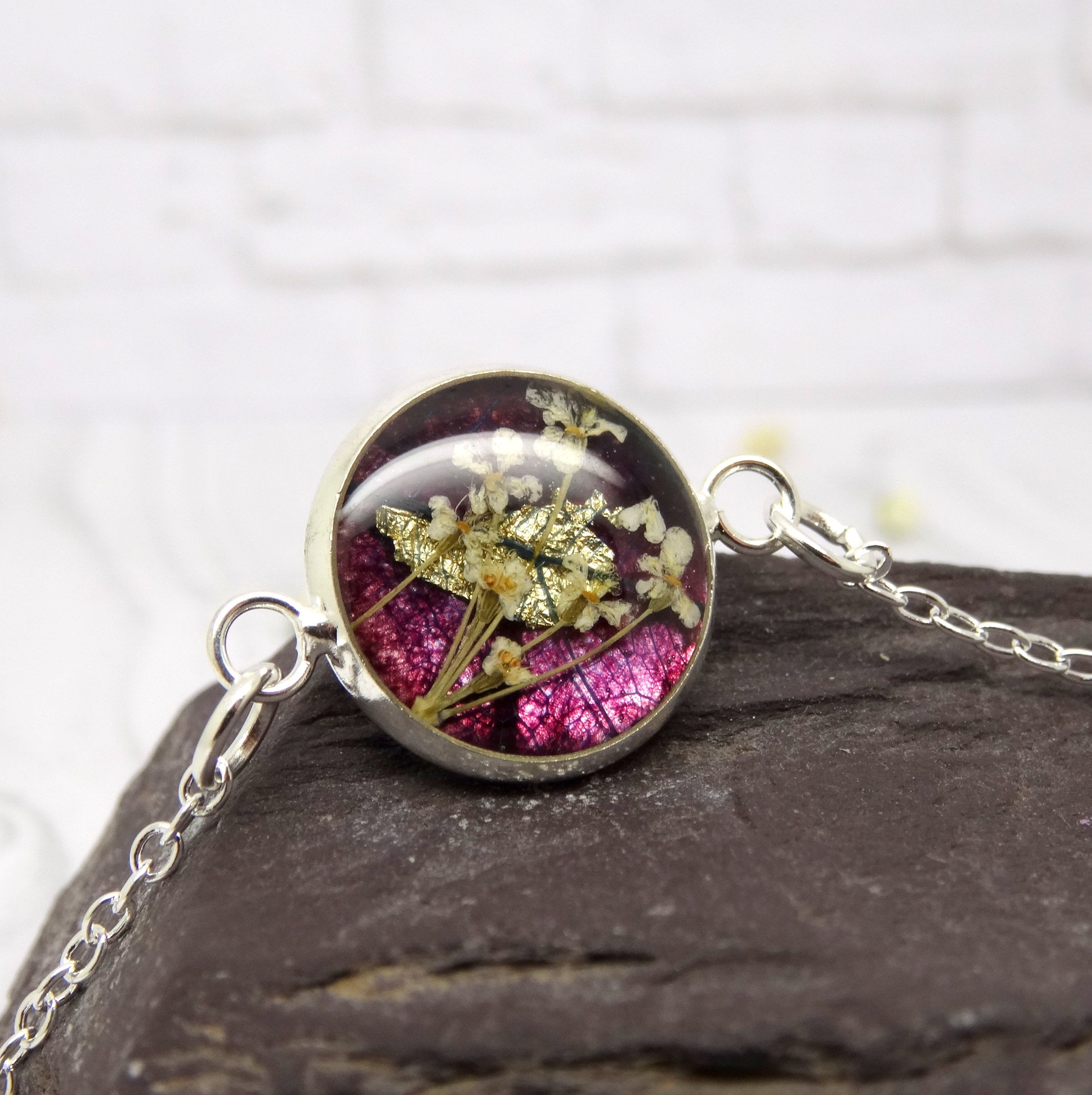 Real flower bracelet, real flower jewellery, handmade gift for her ...
