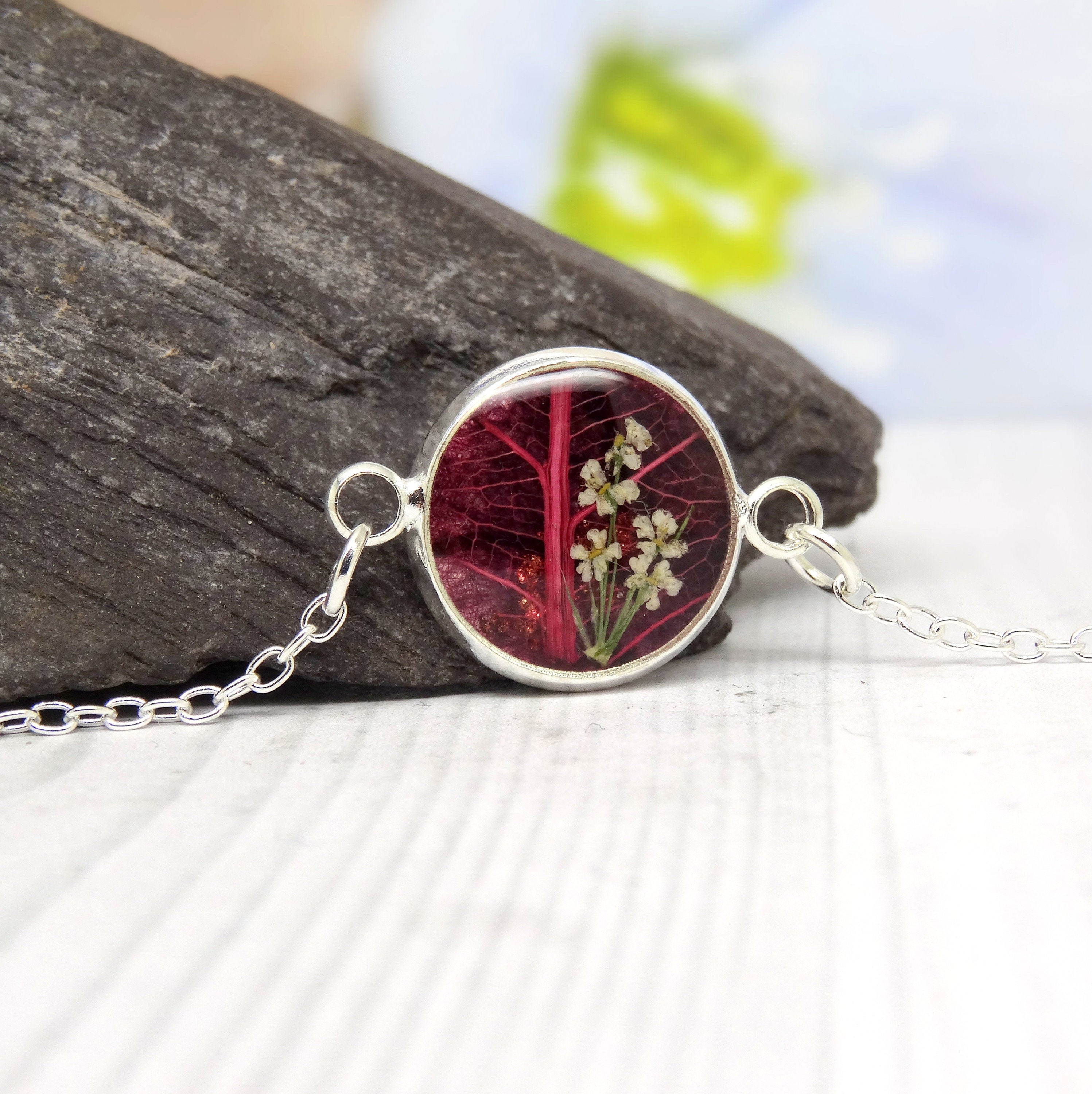 Real flower bracelet, real flower jewellery, handmade gift for her ...