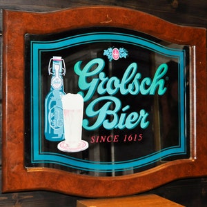Grolsch Bier Mirror Bar Sign - Wood Frame - "since 1615" - Etsy