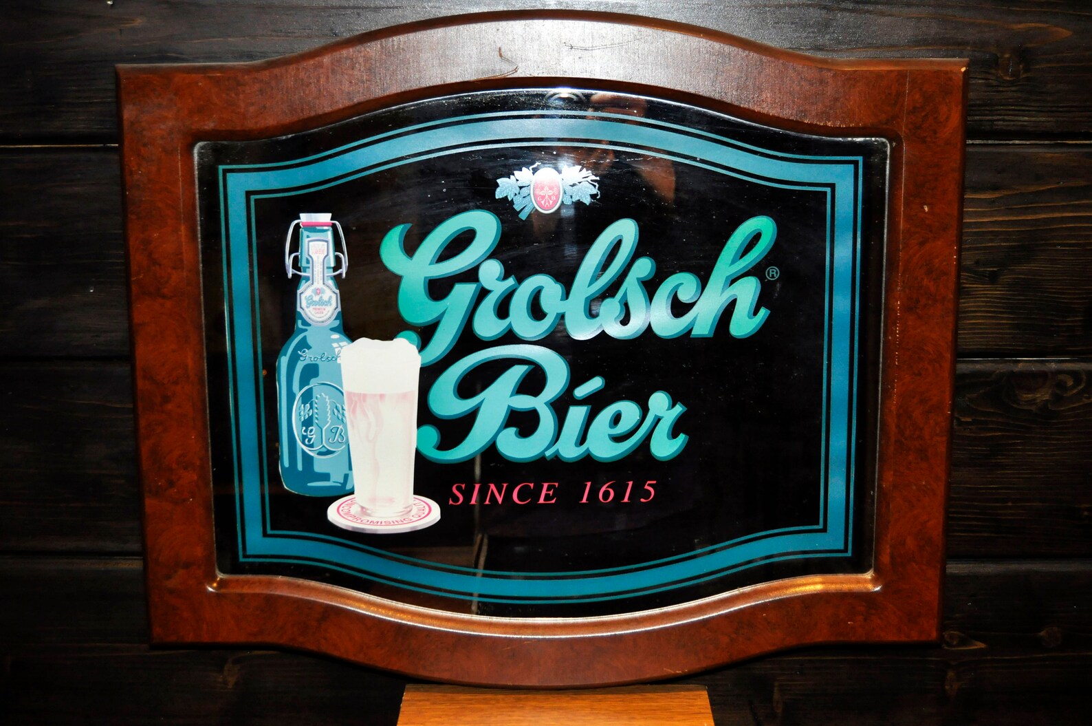 Grolsch Bier - Beer Glass Mirror Bar Wall Sign Wood Frame "since 1615 ...