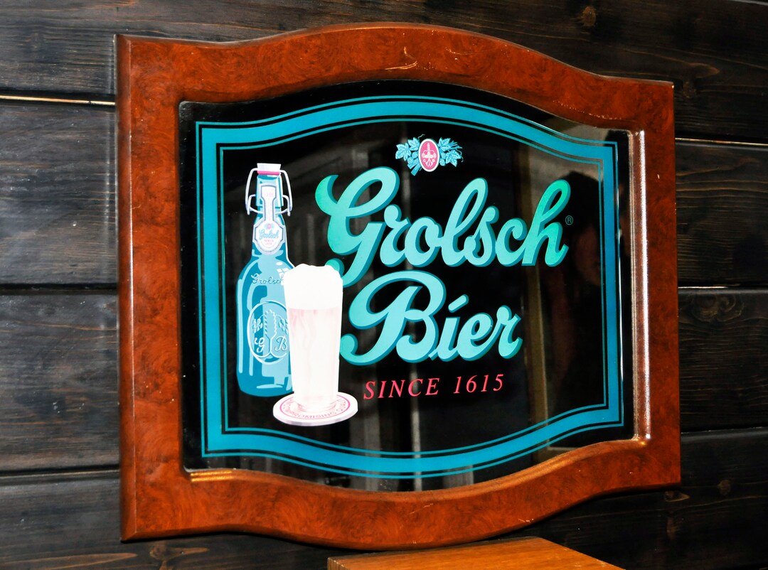 Grolsch Bier - Beer Glass Mirror Bar Wall Sign Wood Frame "since 1615 ...