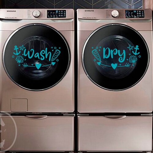 Wash Dry Vinyl Decal Set Laundry Room Decor Washing - Etsy