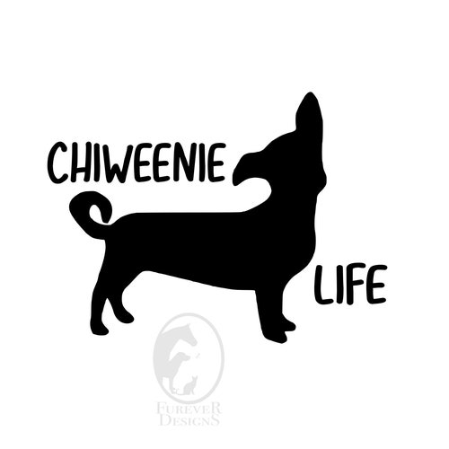 Vinyl Decal Chiweenie Sitting V2 Dog Breed Silhouette Custom | Etsy