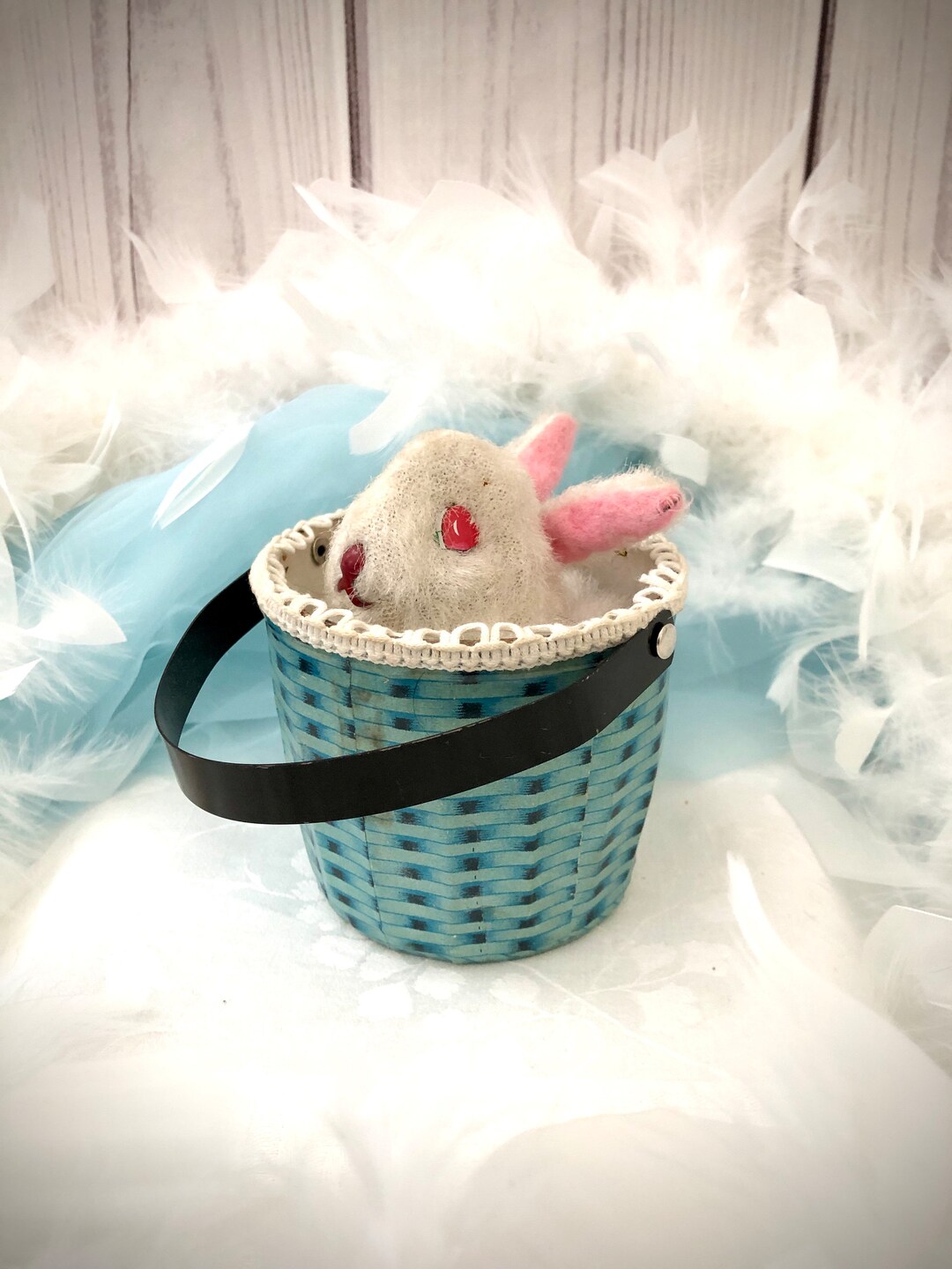 Vtg 50'stoy Wind-up Bunny in Basket.easter Collectible.retro.mcm Fun ...