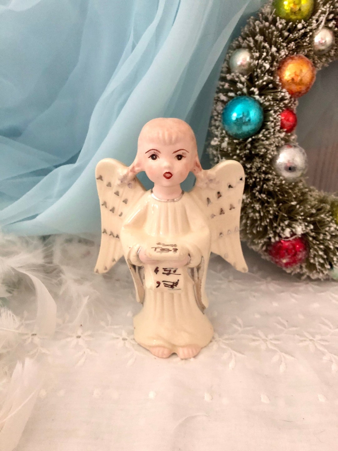 Vtg Xmas Angel.ceramic Holland Mold.barefoot.pigtails.perfect Gift! 50 ...