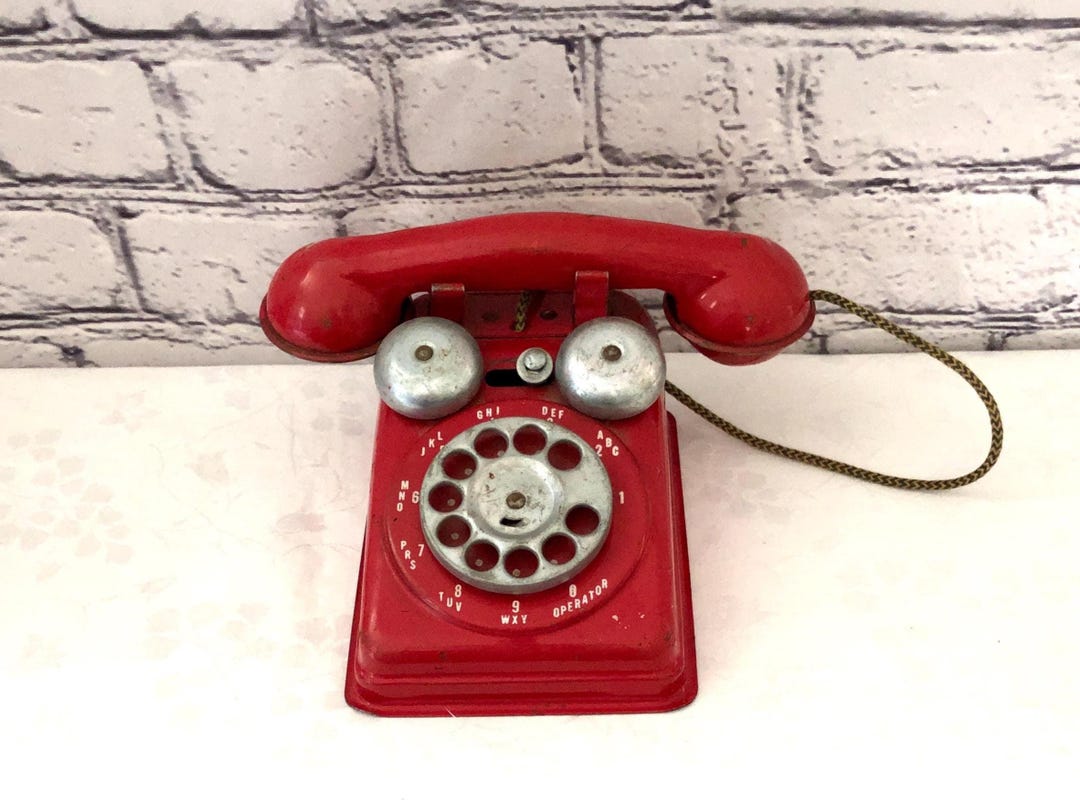 Vtg Toy Rotary Phone.red Metal Relic.mcm Collectible.fun Display! - Etsy