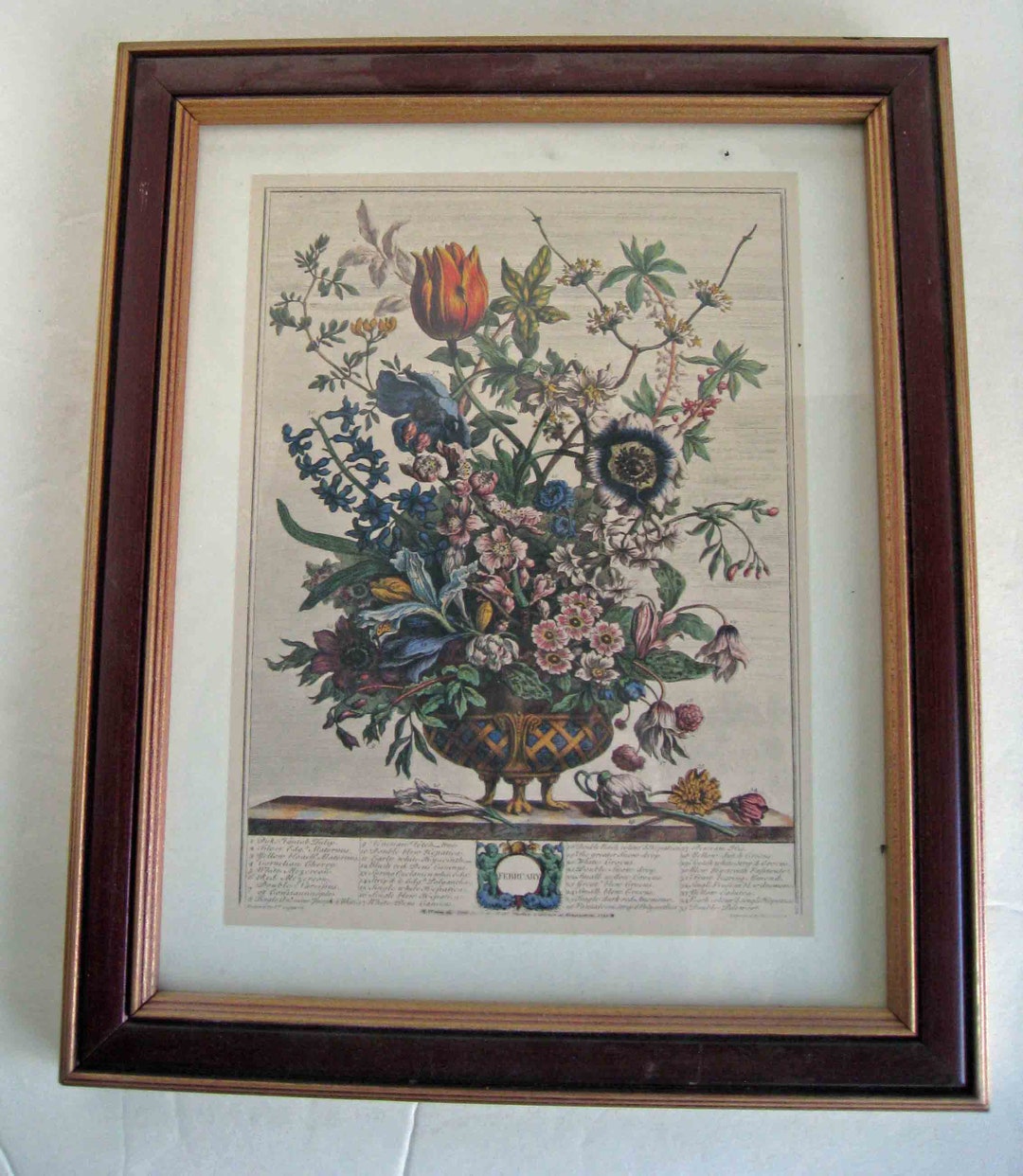 Vintage Framed Robert Furber Twelve Months of Flowers Prints Complete ...