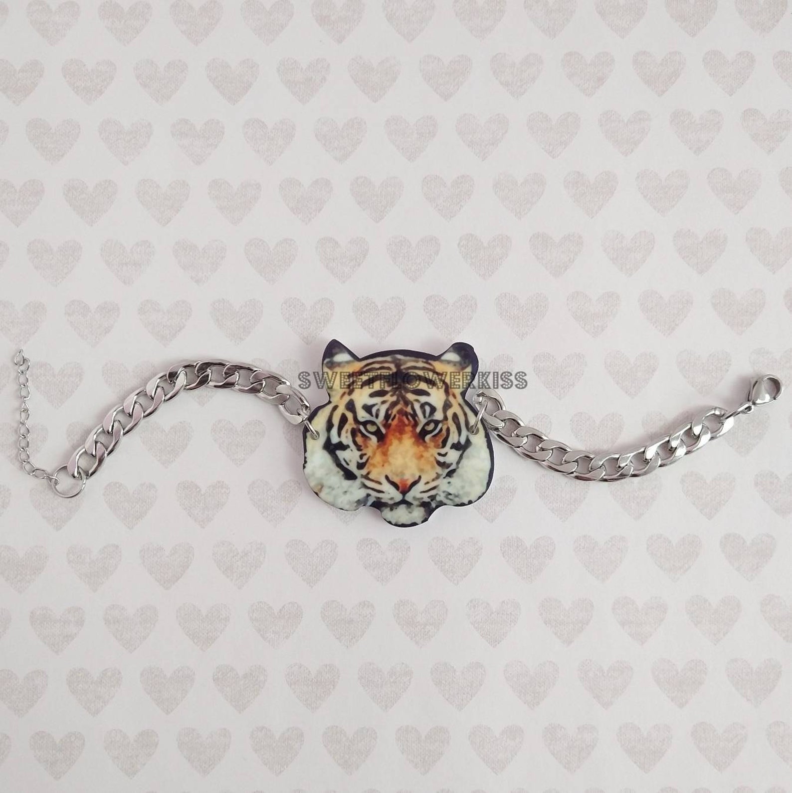Tiger bracelet Tiger jewelry Stainless steel bracelet Laser | Etsy