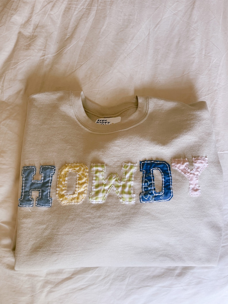 Custom Hand-quilted Embroidered Crewneck Sweatshirt: Vintage Fabric ...