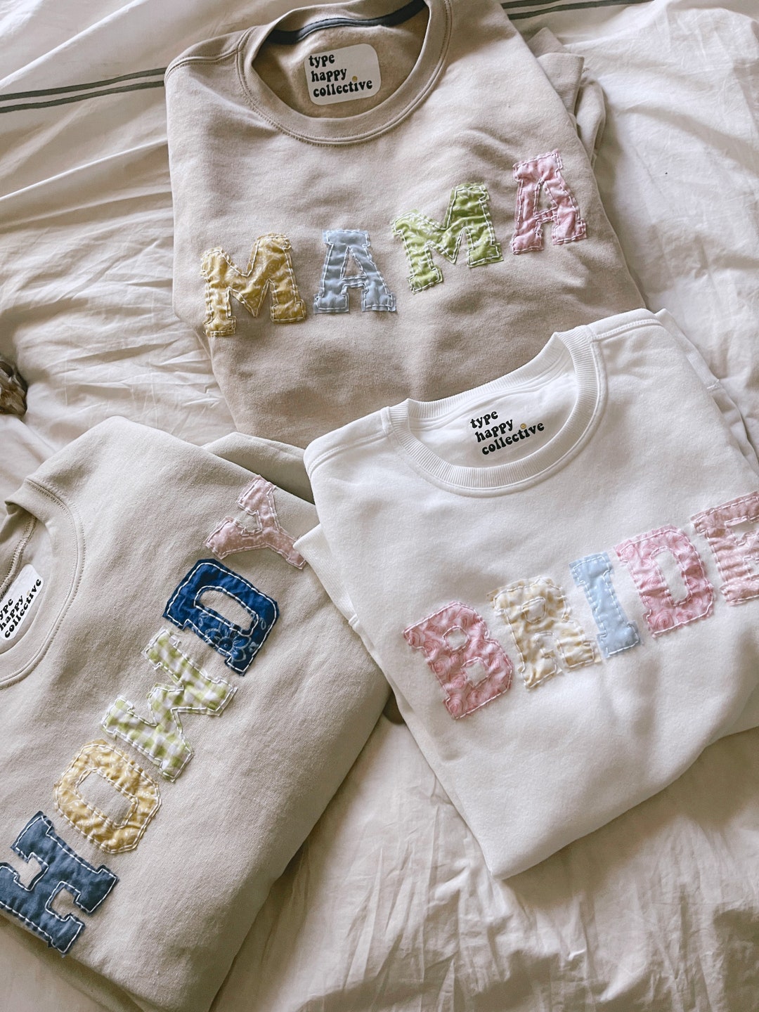 Custom Hand-quilted Embroidered Crewneck Sweatshirt: Vintage Fabric ...