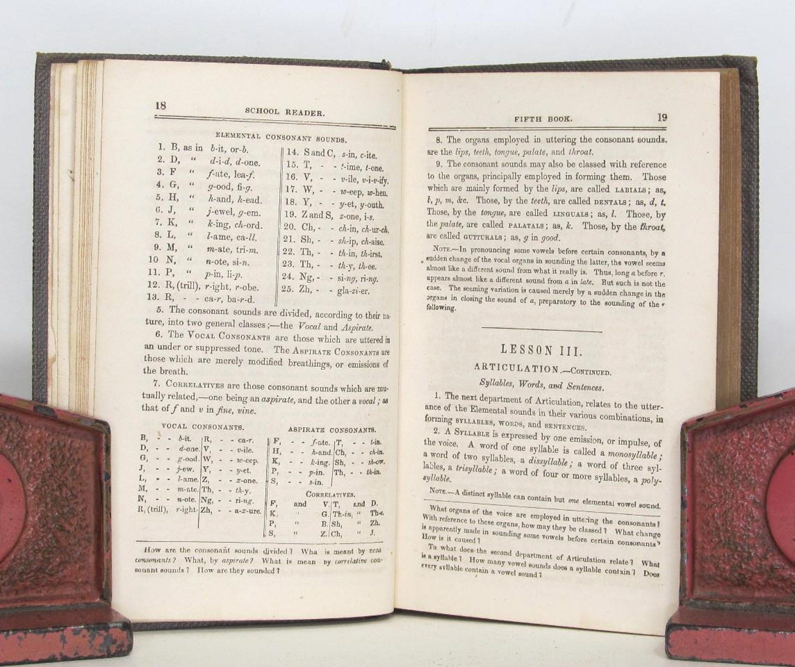 1855 - the School Reader - Fifth Book - Sanders Series - by Charles W ...