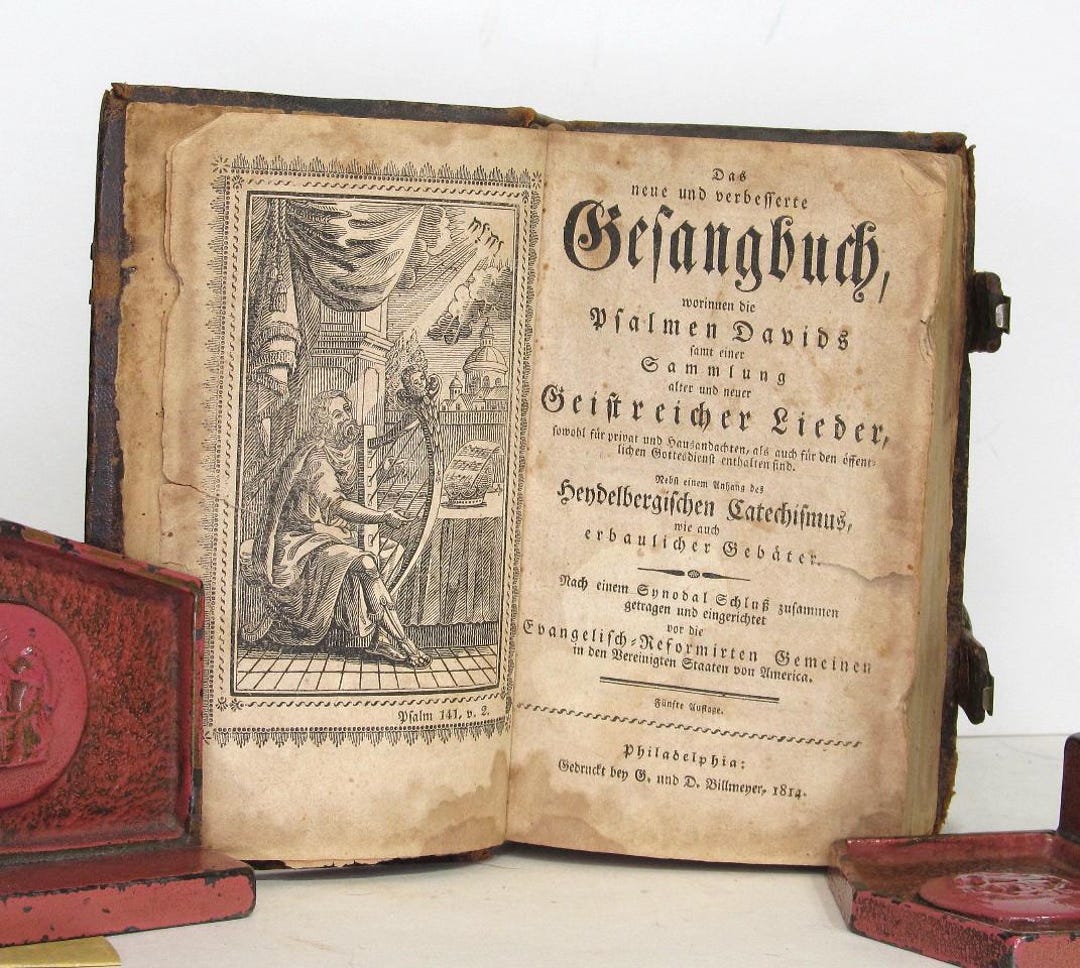 1814 - Early Pennsylvania Hymnal With Catechism, Psalms of David, Etc ...