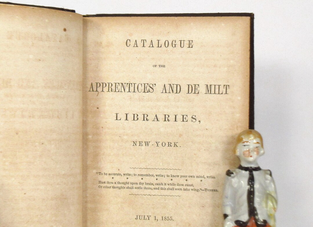 1855 Very Rare N. Y. Library Inventory catalogue of the Apprentices ...