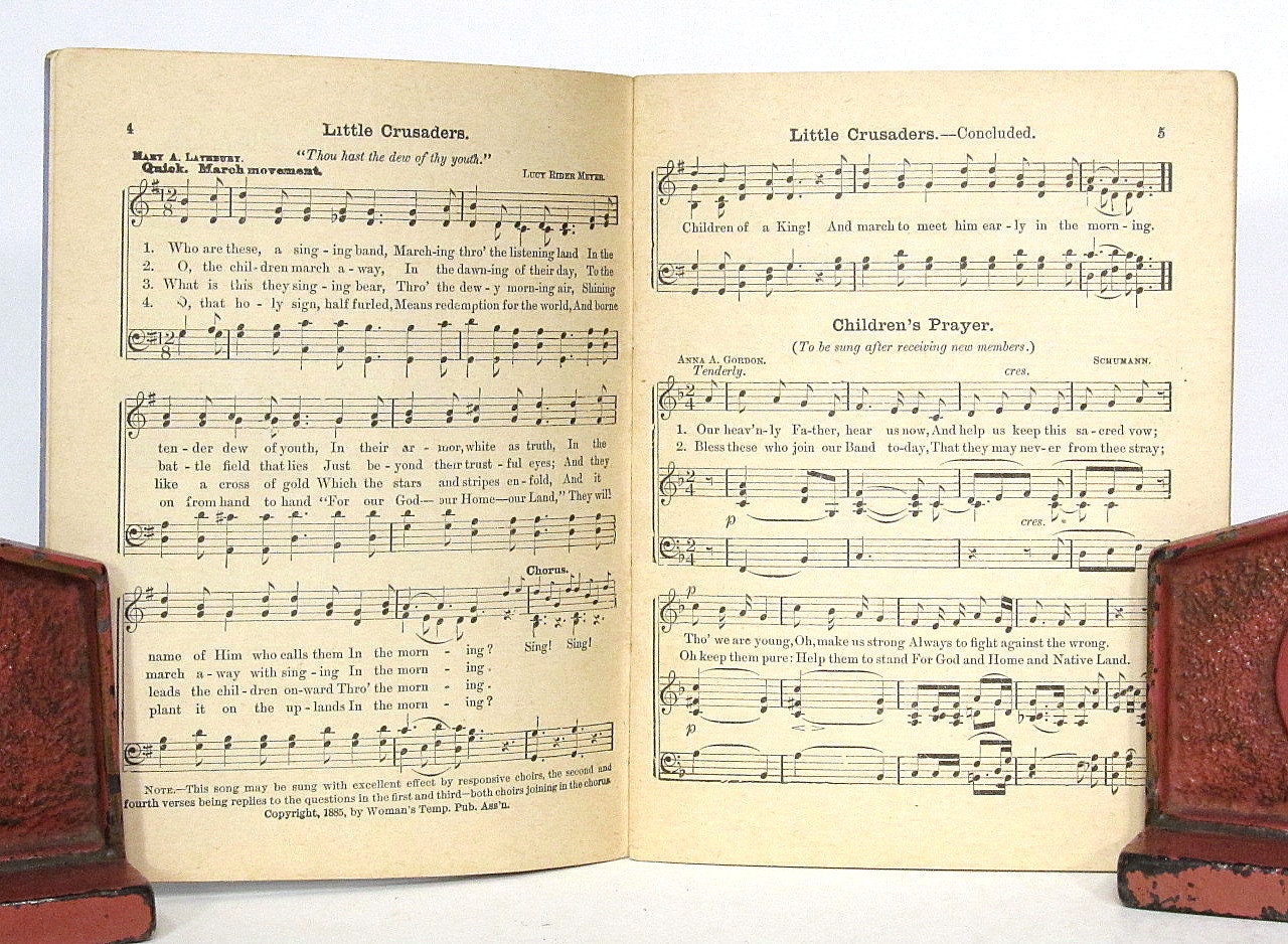 1885 Marching Songs for Young Crusaders Temperance Songs | Etsy