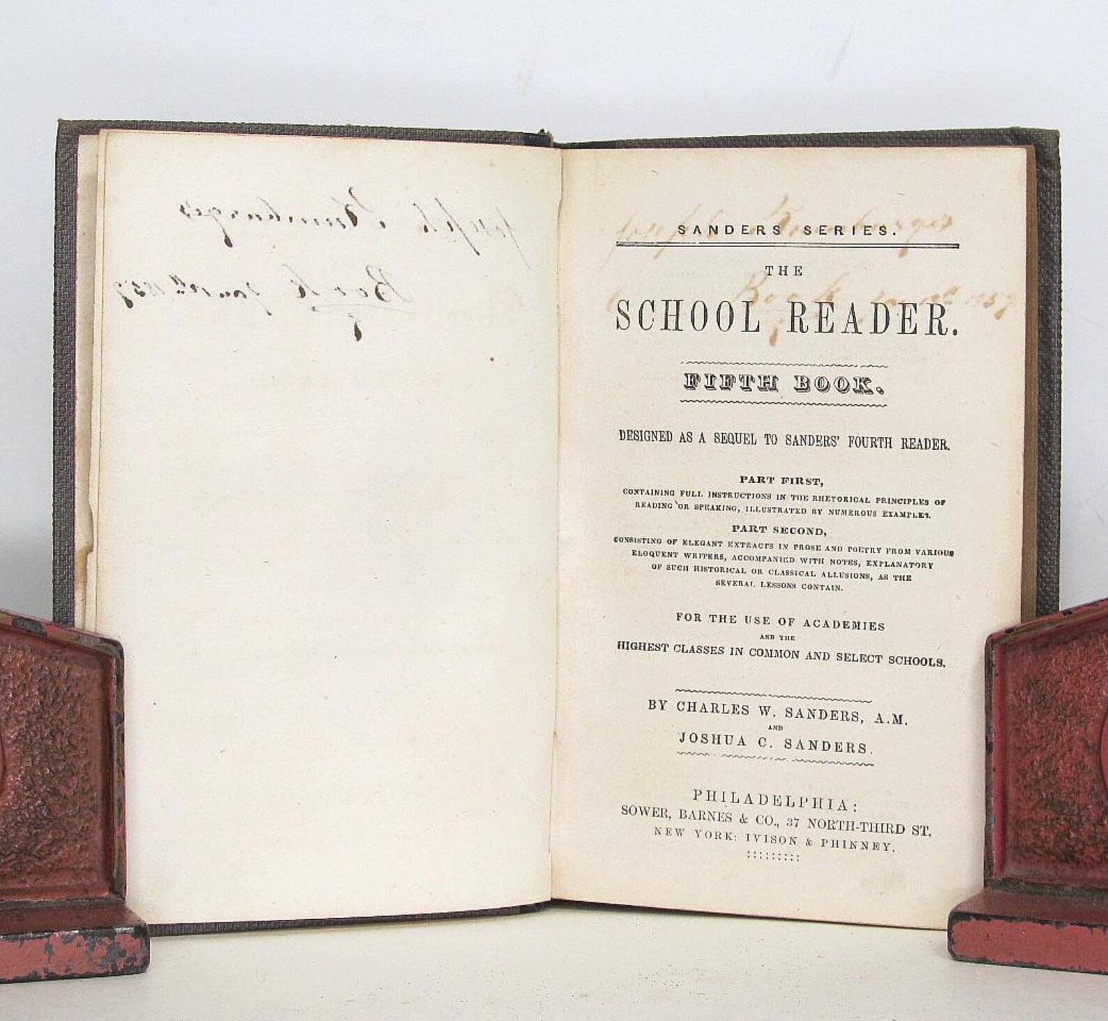 1855 - the School Reader - Fifth Book - Sanders Series - by Charles W ...