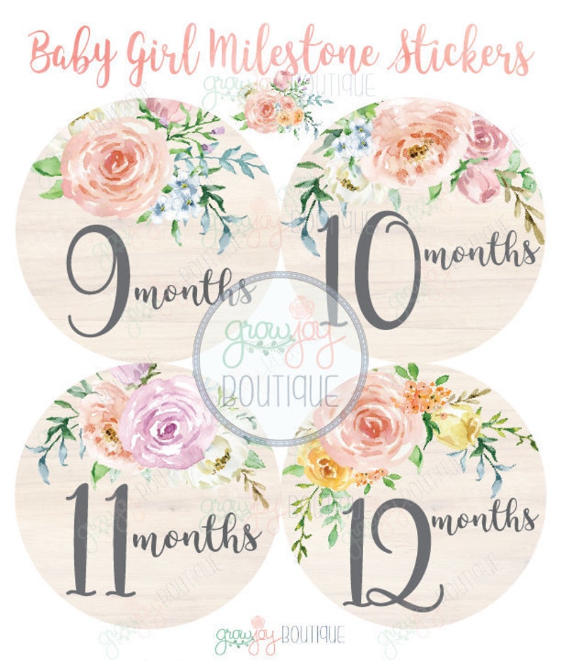 Floral Baby Month Stickers Baby Girl Months Milestone - Etsy