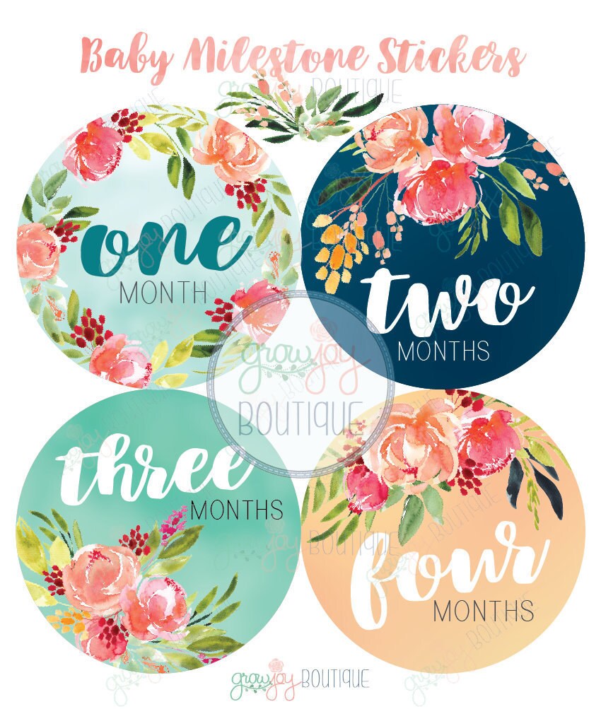 BESTSELLER Floral Month Stickers Baby Girl Months Stickers | Etsy