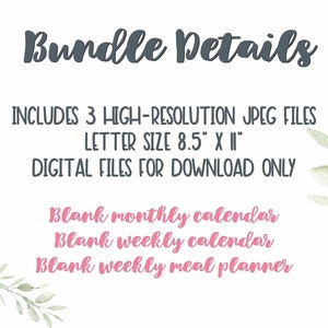 WEEKLY, MONTHLY, MEAL Prep Calendars 3-in-1 Bundle, Monthly Calendar ...