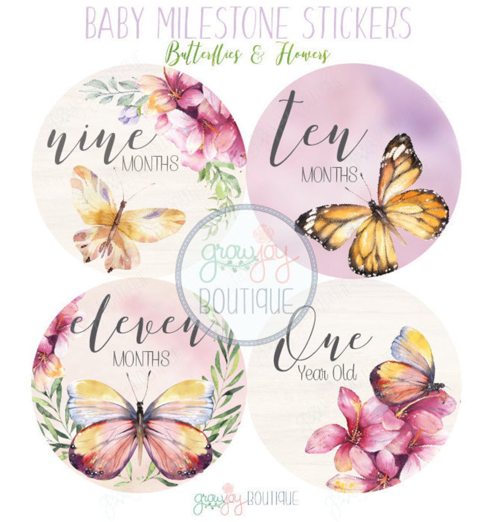Baby Girl Months Butterfly Baby Girl Monthly Milestones Girl - Etsy