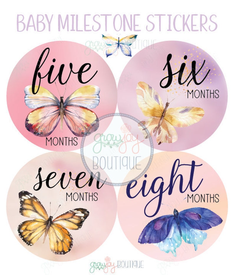 Butterfly Baby Months Stickers Monthly Milestone Stickers - Etsy
