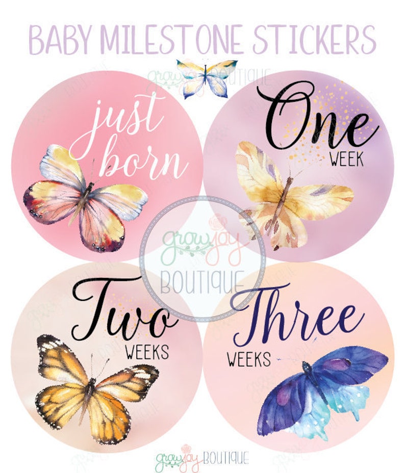 Butterfly Baby Months Stickers Monthly Milestone Stickers - Etsy