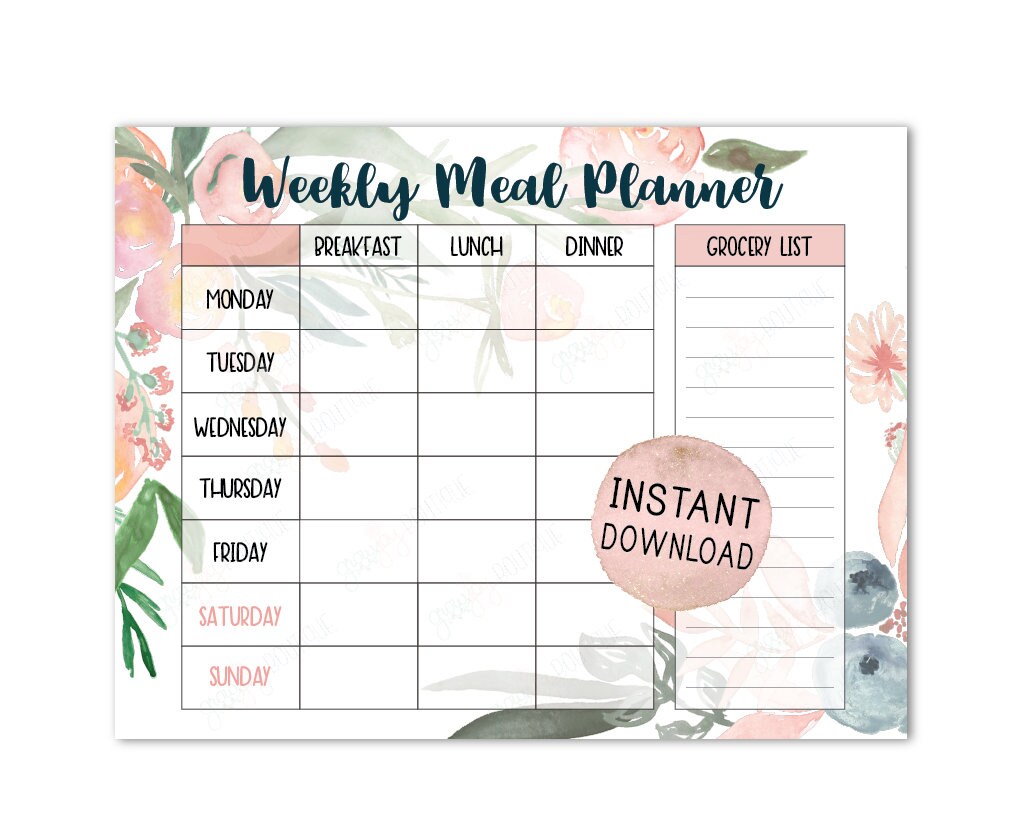 WEEKLY MONTHLY MEAL Prep Calendars 3-in-1 Bundle Monthly - Etsy