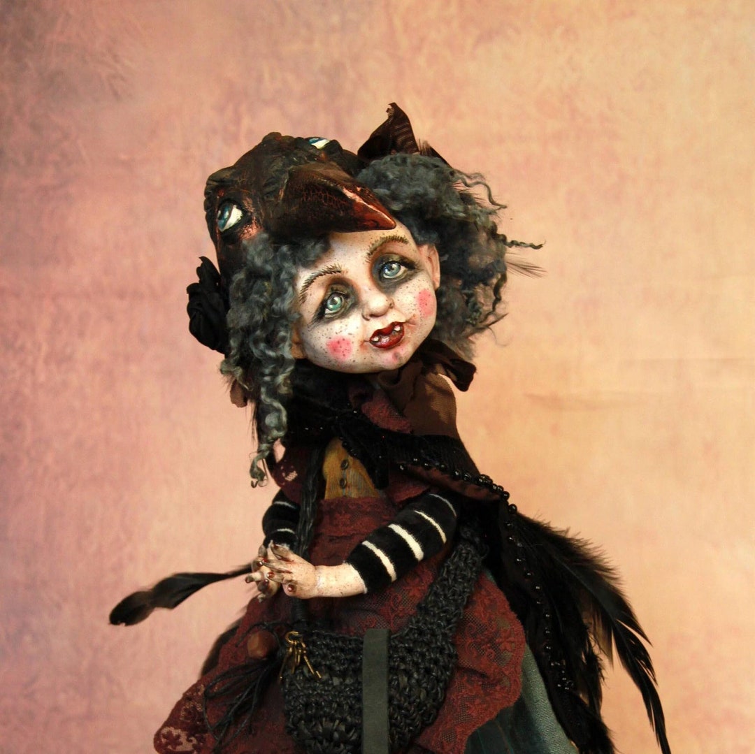 Creepy Cute Art Doll Vampire With Black Crow Crown . Unique One of a ...