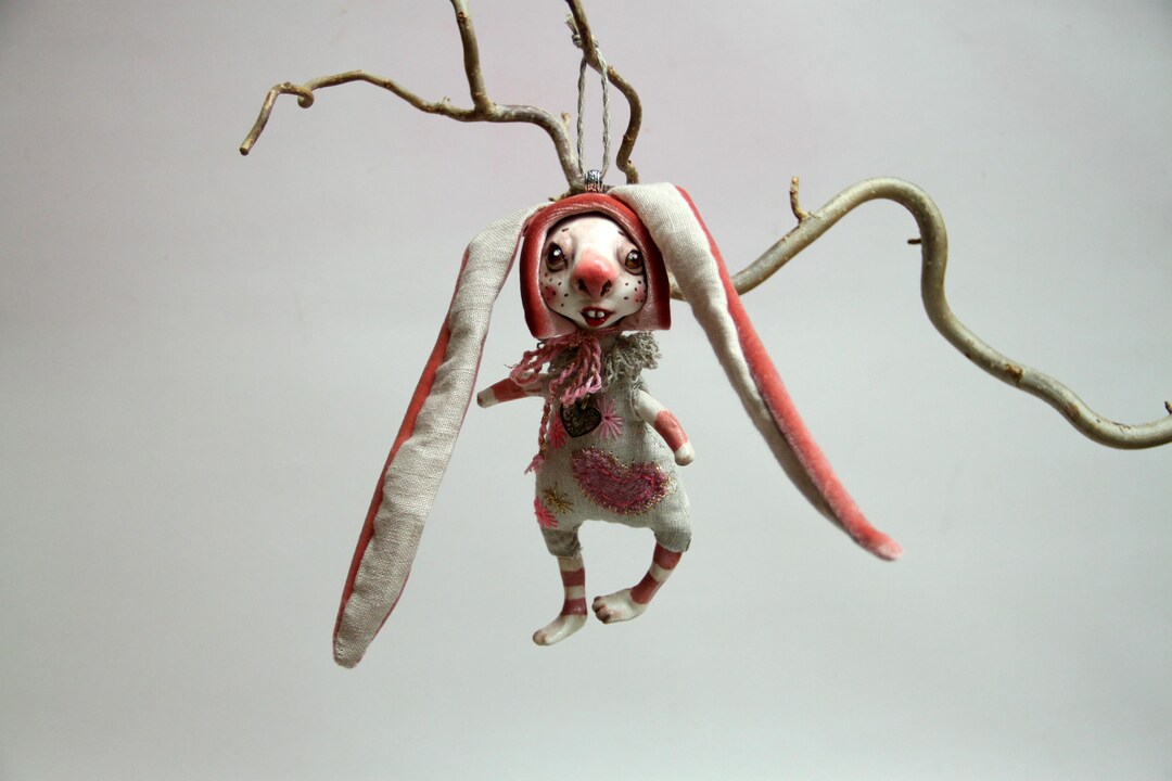 Soft Bunny Toy, Bunny Doll, Hand Embroidered Cloth Rabbit Figurine - Etsy