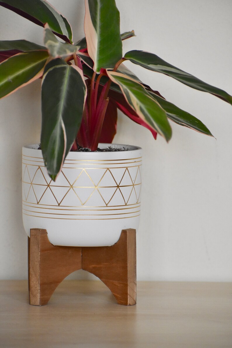 Mid Century Modern Plant Pot With Stand - Etsy