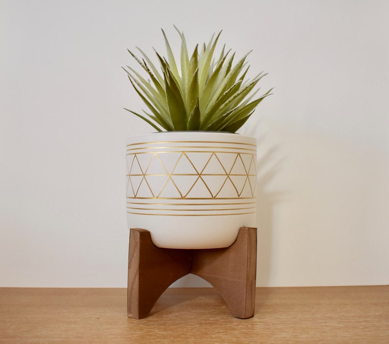 Mid Century Modern Plant Pot With Stand - Etsy