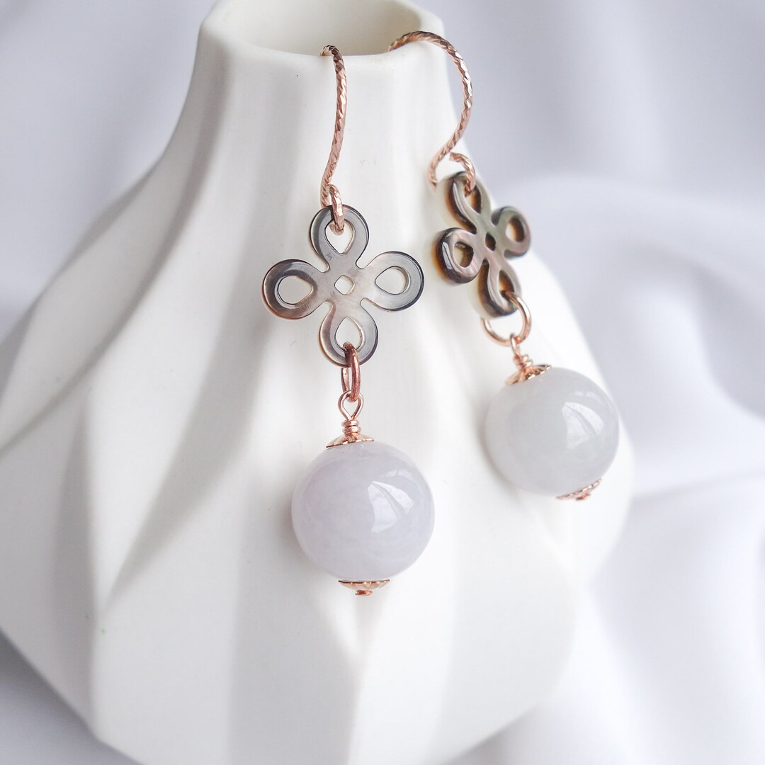 Everlasting Knot Lavender Jade Earrings - Etsy