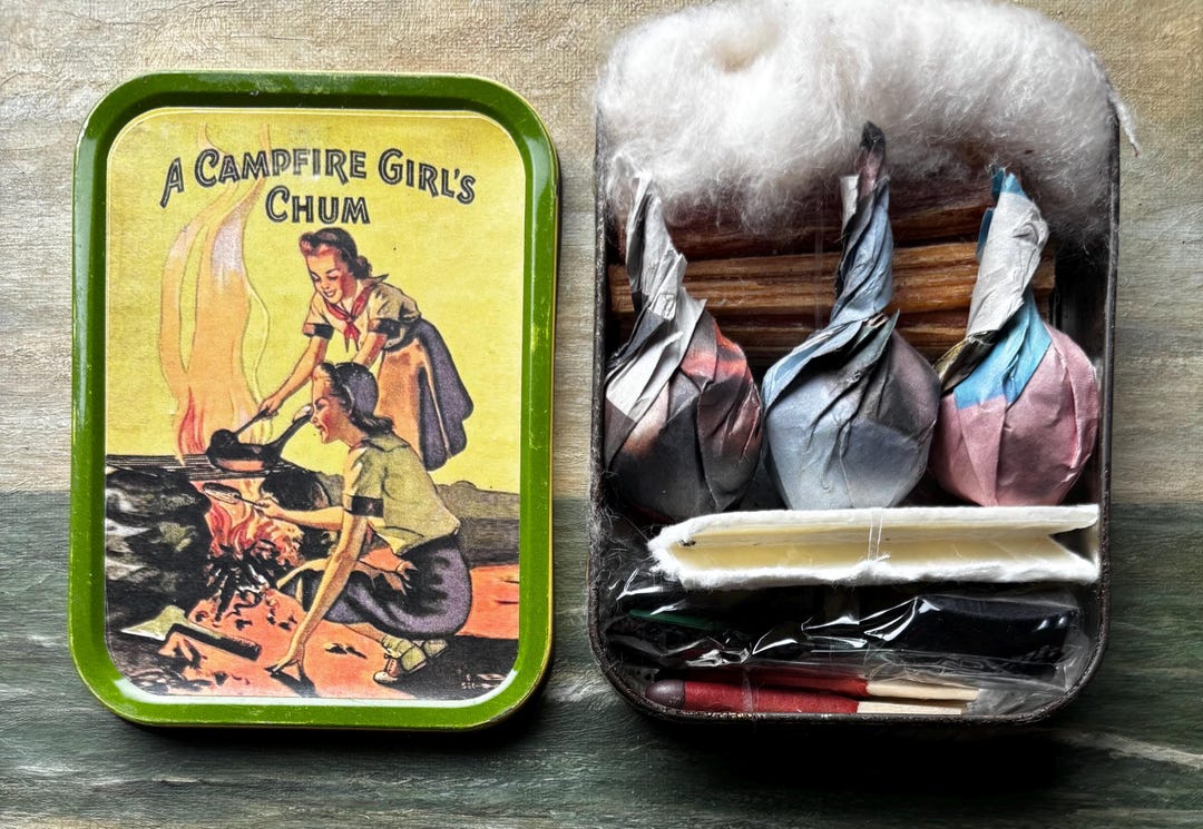 Retro Book Campfire Chums Fire Starter Kit, Vintage Tobacco Tin. Best ...