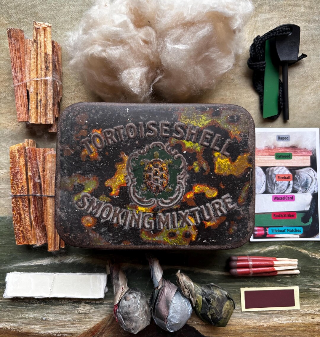 1950s Tortoishell Design Smoking Mixture Tin, Extra-large Campfire Kit ...
