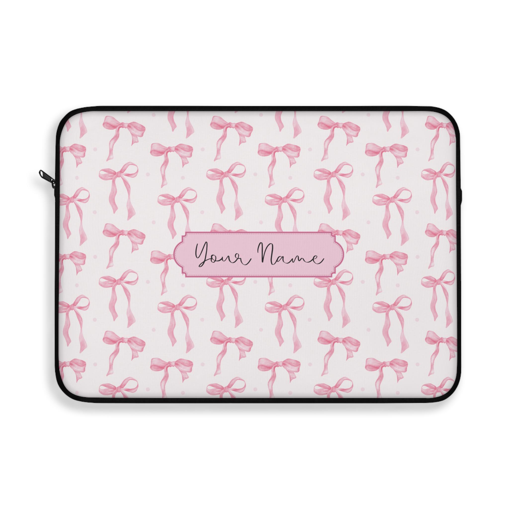 Personalized Coquette Pink Laptop Sleeve: Bows, Custom MacBook Case - Etsy