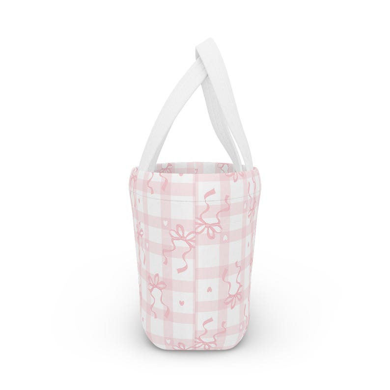 Coquette Bow Lunch Bag, Aesthetic Lunchbox, Pink and White Lunch Tote ...