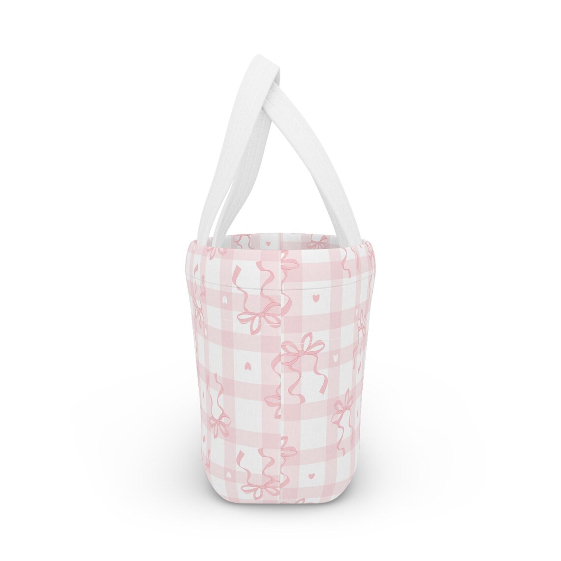 Coquette Bow Lunch Bag, Aesthetic Lunchbox, Pink and White Lunch Tote ...