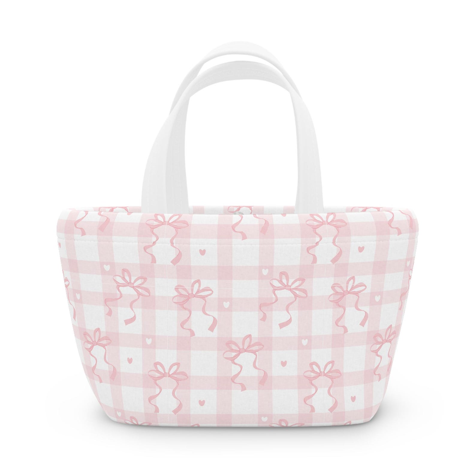Coquette Bow Lunch Bag, Aesthetic Lunchbox, Pink and White Lunch Tote ...