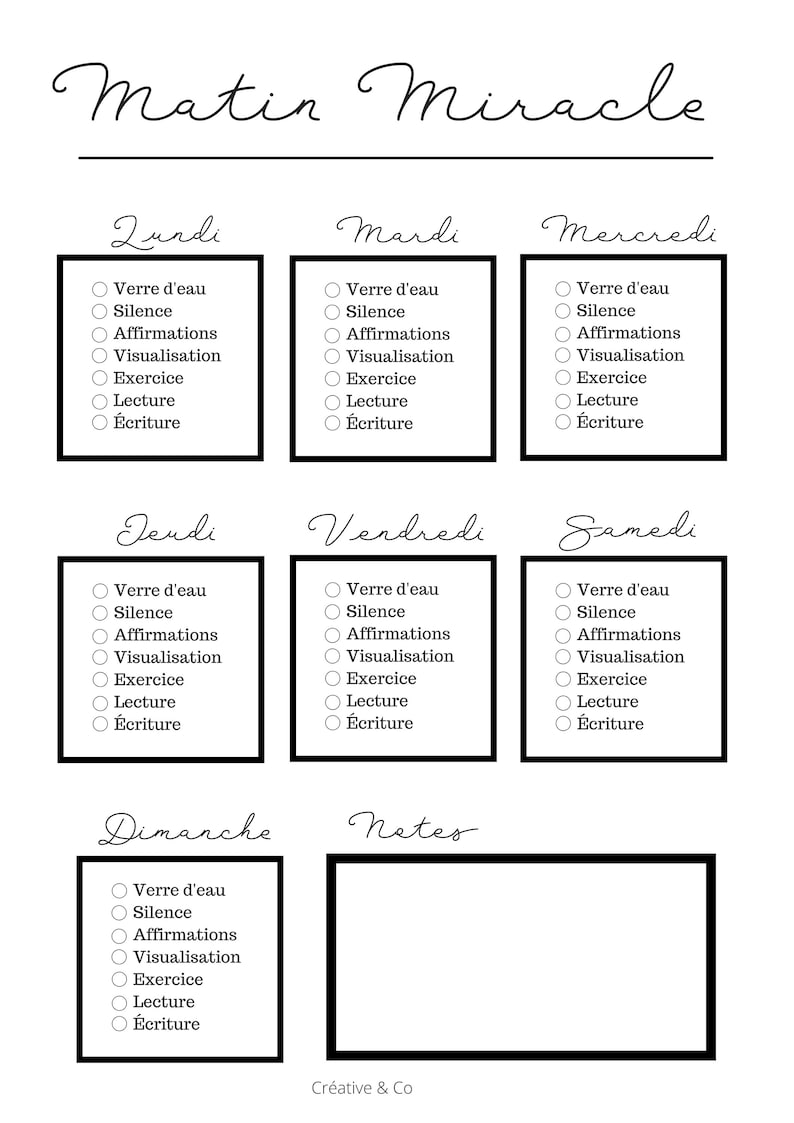 Miracle Morning - Printable List - Etsy