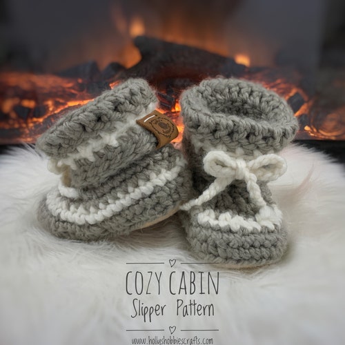 CROCHET PATTERN: Cozy Cabin Slippers infant Sizes 1-6 - Etsy