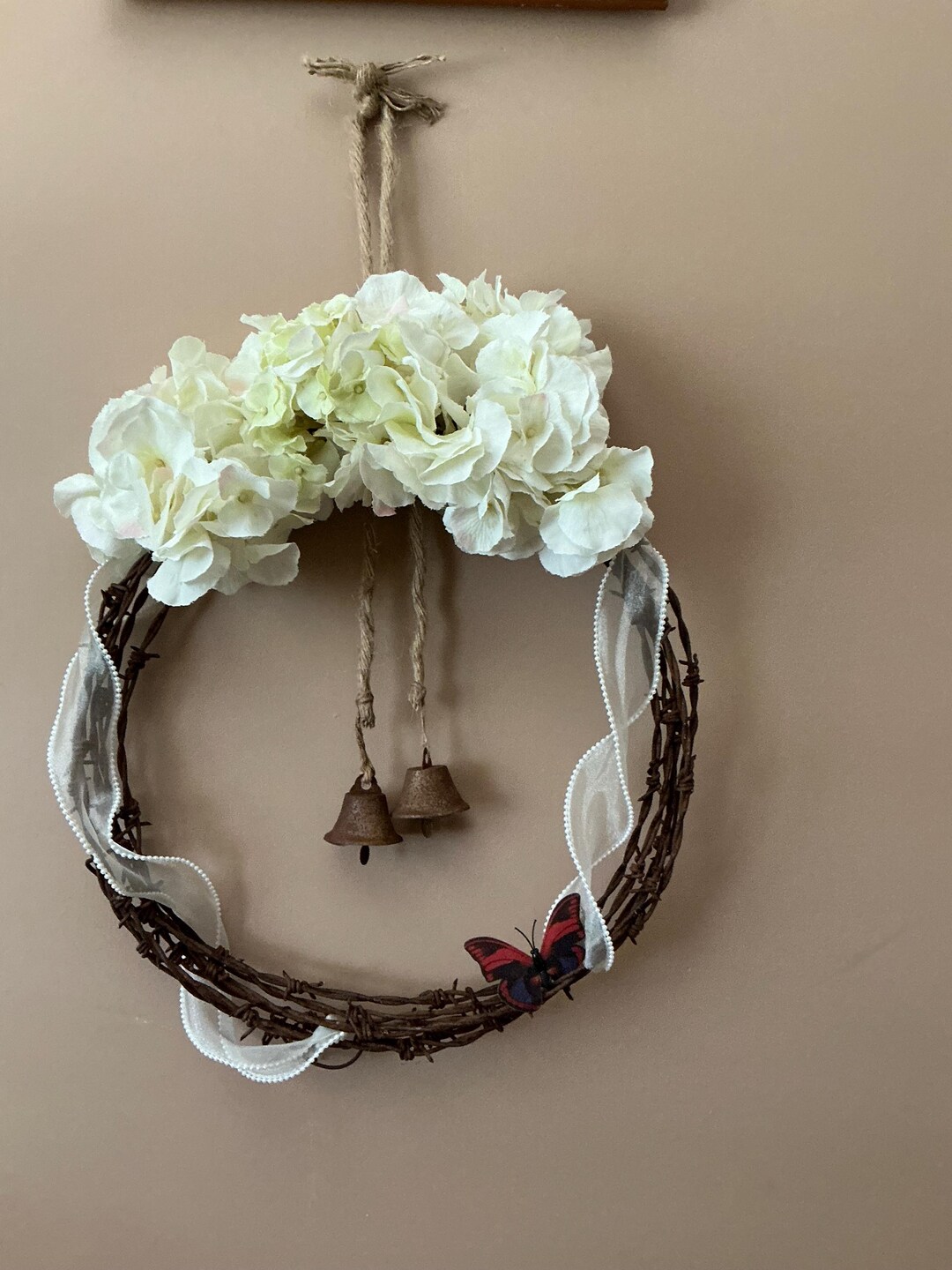 Easter Rusty Barbed Wire Door Wreath, Wedding Front Door Hanger, Front ...