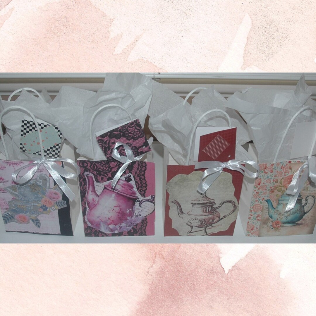Teapot Garden Party Collage Gift Bags With Paper Tags. - Etsy