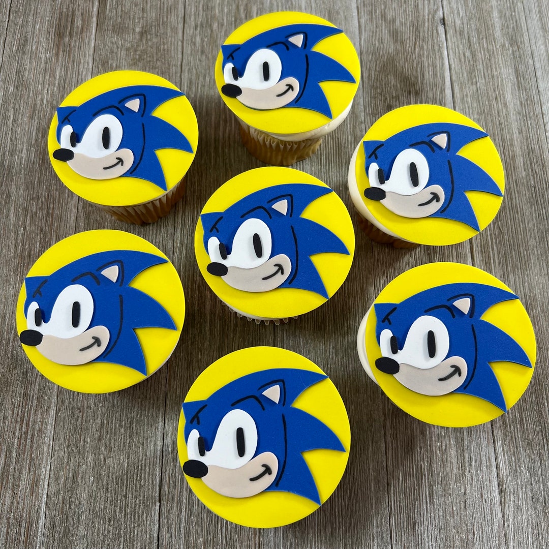 Sonic Cupcake Toppers, Fondant Cupcake Toppers Edible, Sonic Birthday ...