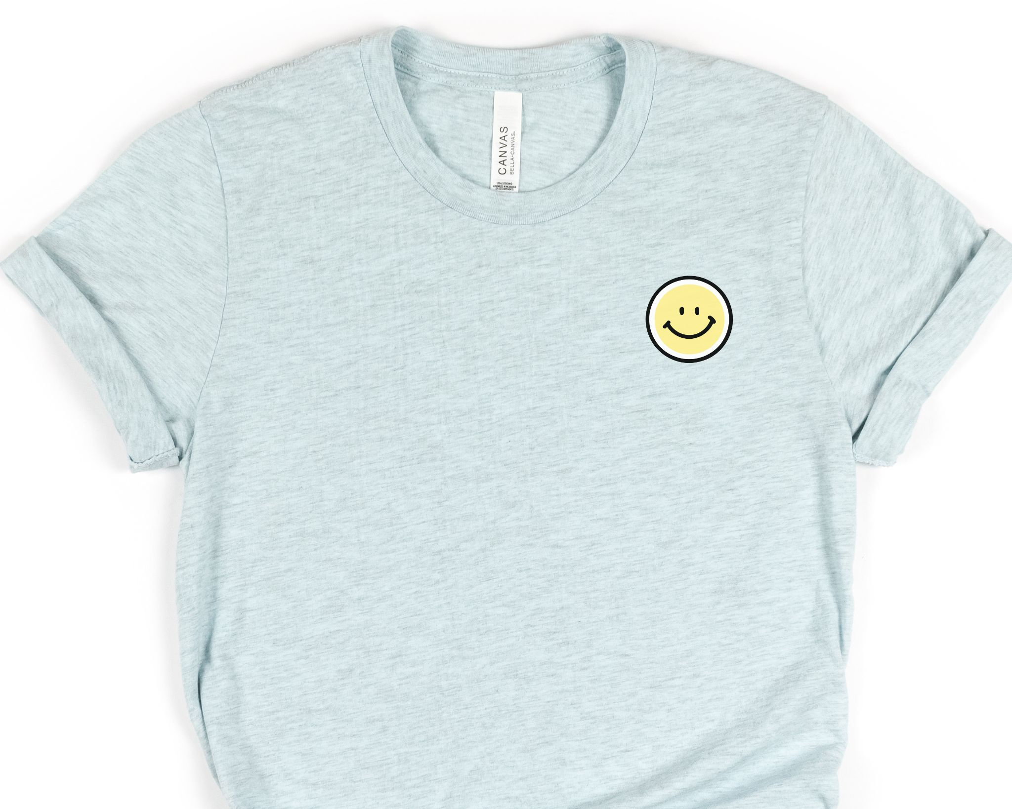 Yellow Smiley Face Short Sleeve Tee, Smiley Face Shirt, Positive T ...