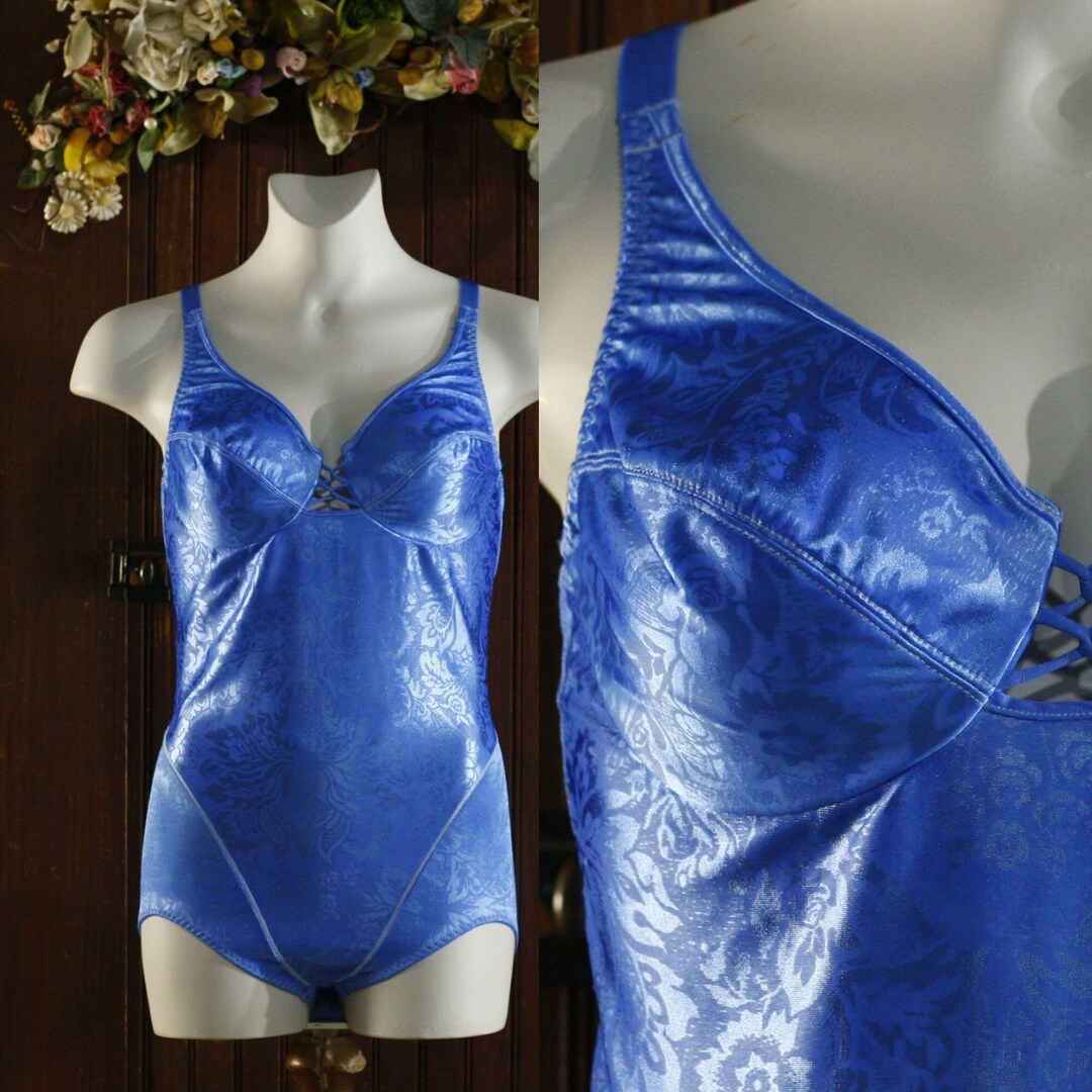 Electric Blue Leotard Stretch Top Teddy Romper Bodysuit Body Shaper 90 ...