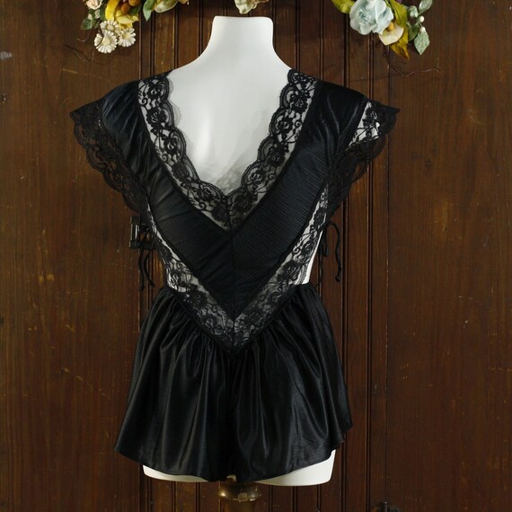 Sheer black floral lace open top body nylon lingerie … - Gem