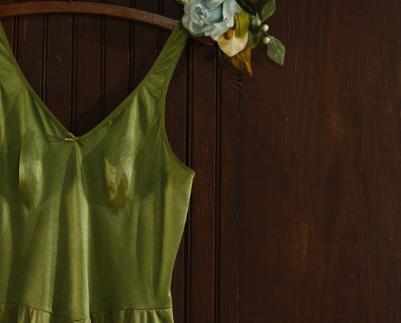 green leotard stretch bodice mottled green & gold ski… - Gem