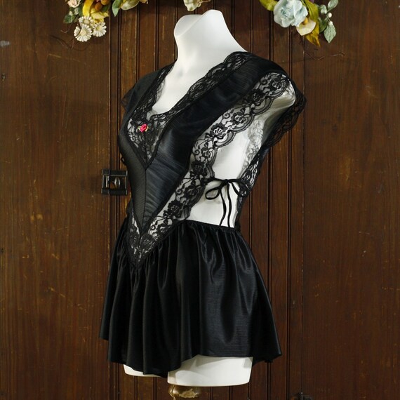 Sheer black floral lace open top body nylon lingerie … - Gem