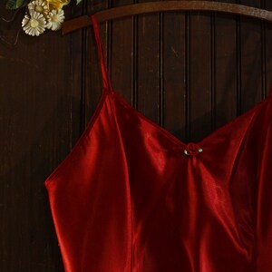 Glossy Red Shiny Satin Mini Lingerie Chemise Slip Dress 90's ...