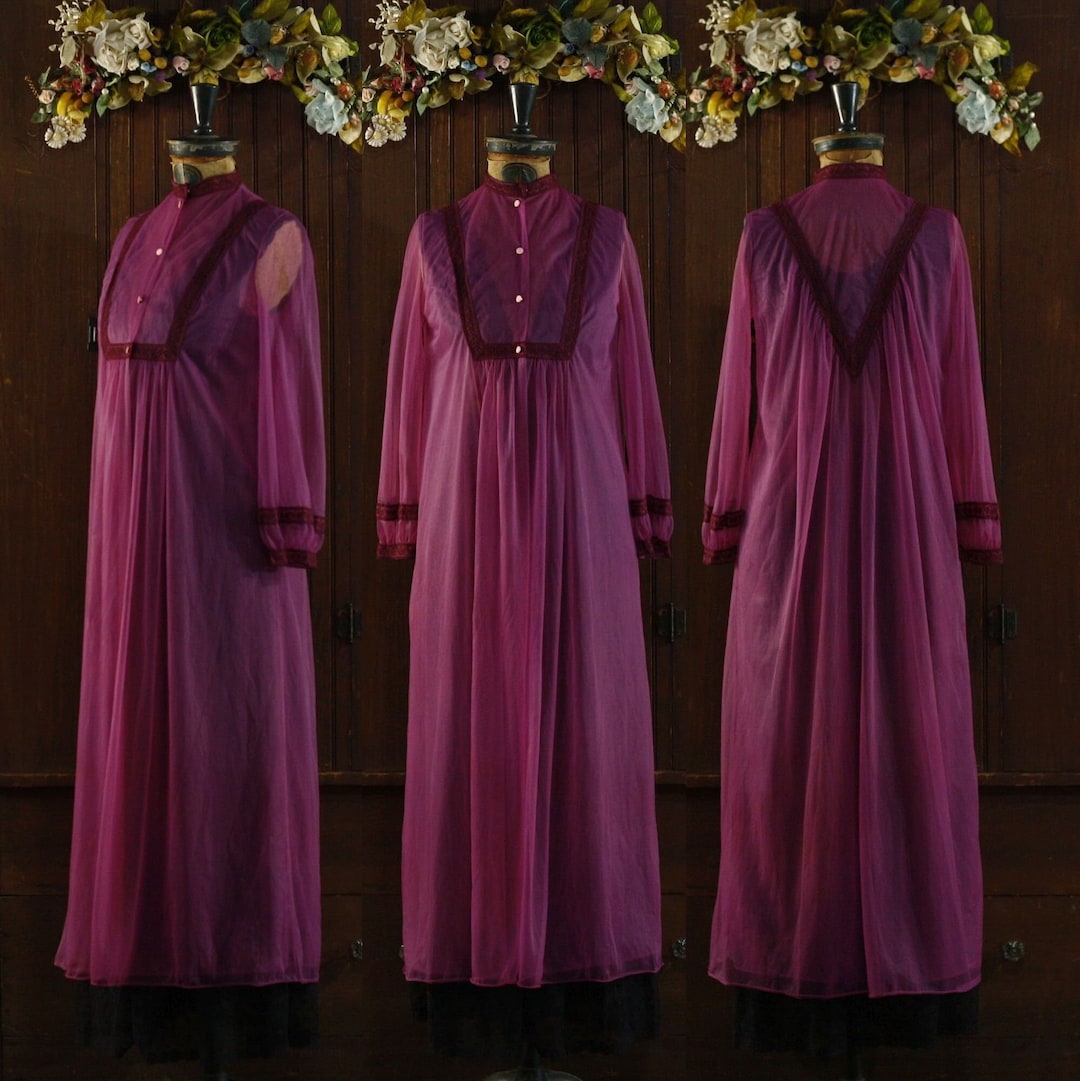 Neon Purple Frothy Double Layer Chiffon Floral Lace Sheer Sleeve Long ...