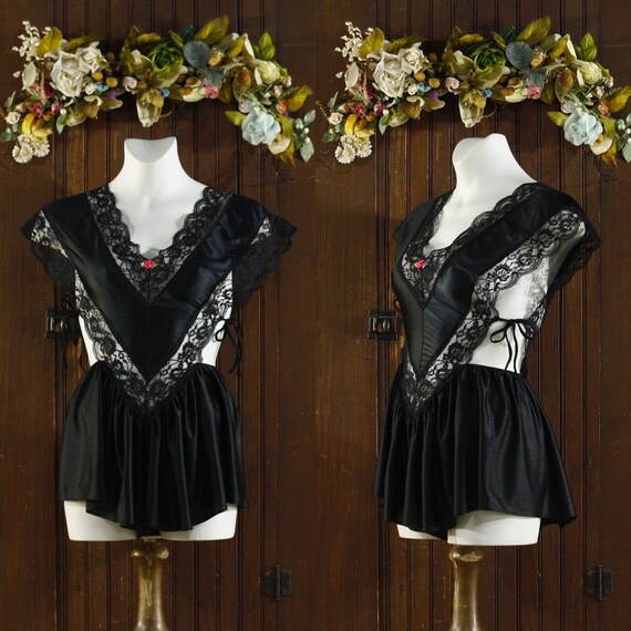 Sheer black floral lace open top body nylon lingerie … - Gem